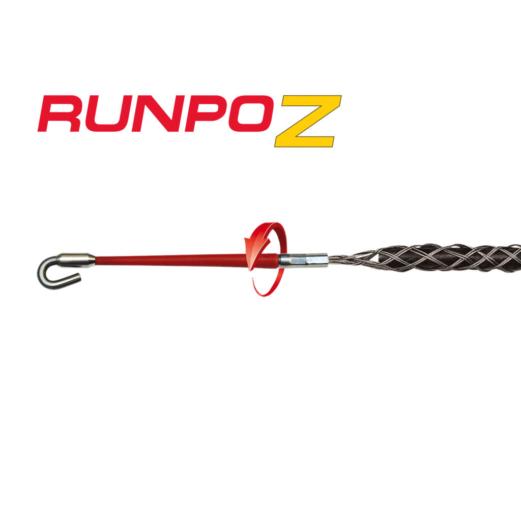 Cable pulling grip (sock) with quick-release fastener and swivel ...